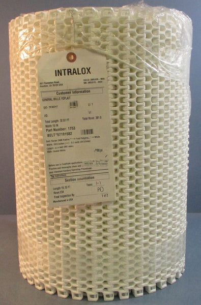 Intralox Series 2400 Radius Flush Grid White Conveyor Belt 19.70' L 18 | eTech Surplus
