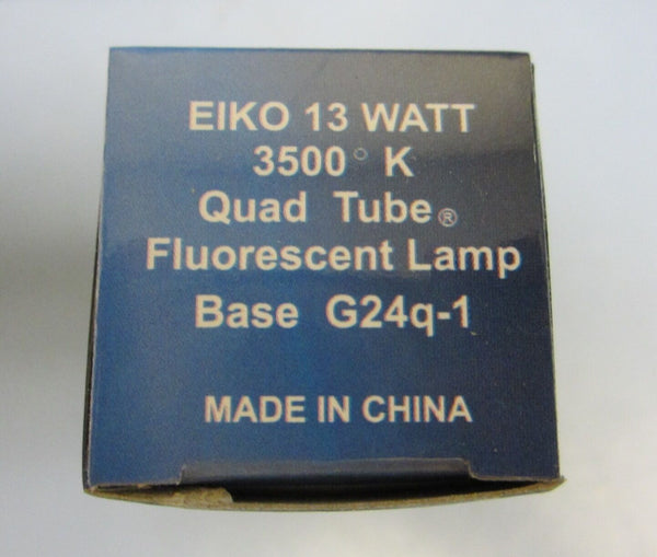 Box of 10 Eiko 13W 3500 K Quad Tube Fluorescent Lamp Base: G24q-1 QT13 | eTech Surplus