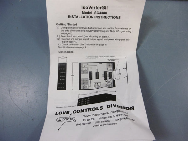 New Love Controls SC4380 ISO Verter II Process Signal Converter / Isol | eTech Surplus