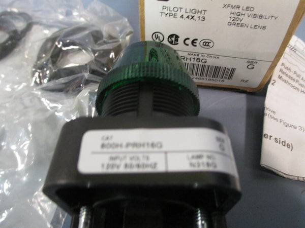 ALLEN BRADLEY PILOT LIGHT GREEN LED XFMR 120V 50/60HZ SER G 800H-PRH16 | eTech Surplus