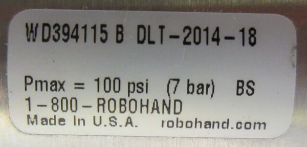 Robohand Pneumatic Linear Base Slide DLB-20-T-C-18 Pmax 100 PSI 18