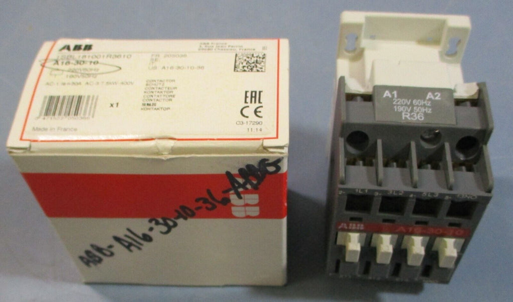 ABB A16-30-10 Contactor Ui=1000V, 30A, 600VAC | eTech Surplus