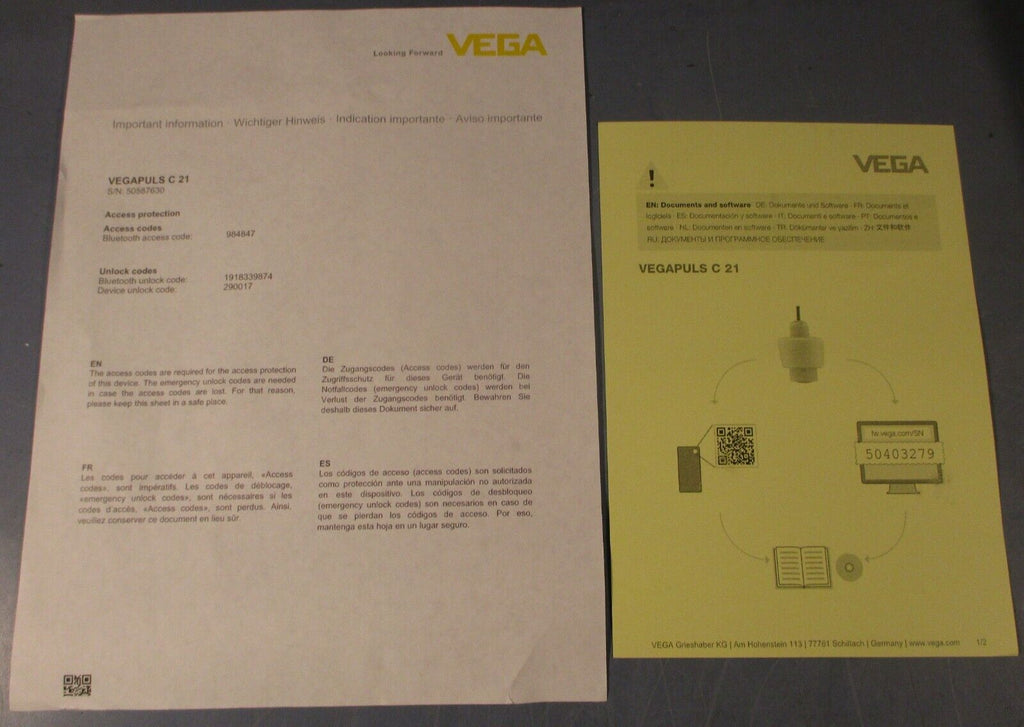 Vega VegaPULS C 21 Radar Level Sensor PSC21.XXXXXNBHB 12-35VDC 4-20mA | eTech Surplus