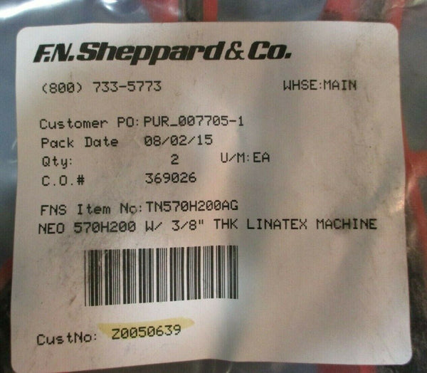 Lot of 2| F.N. Shepard&Co Neoprene Timing Belt: TN570H200AG, NEO 570H2 ...