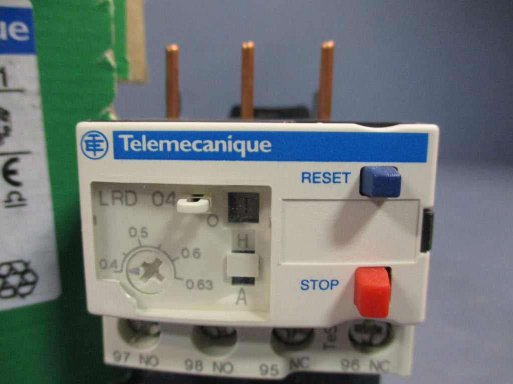TELEMECANIQUE THERMAL OVERLOAD RELAY 0.4-0.63A LRD04 | eTech Surplus