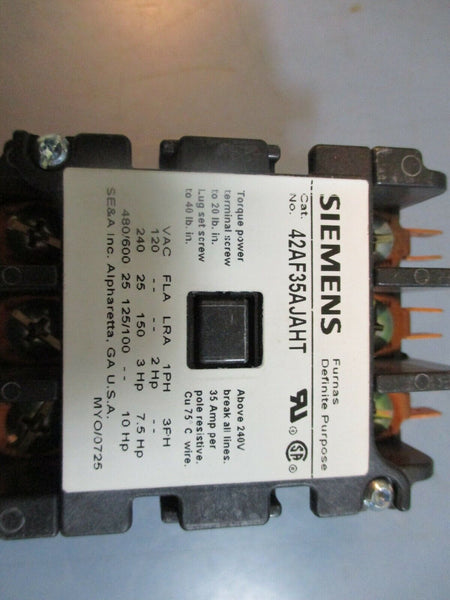 SIEMENS 42AF35AJAHT Contactor 3 Pole 25A 600V 24V Coil NEW | eTech Surplus
