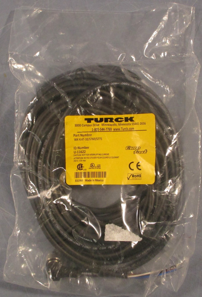 Turck WK 4.4T-10/S760/S771 Single Ended Mating Cable Cordset U-11622 1 ...