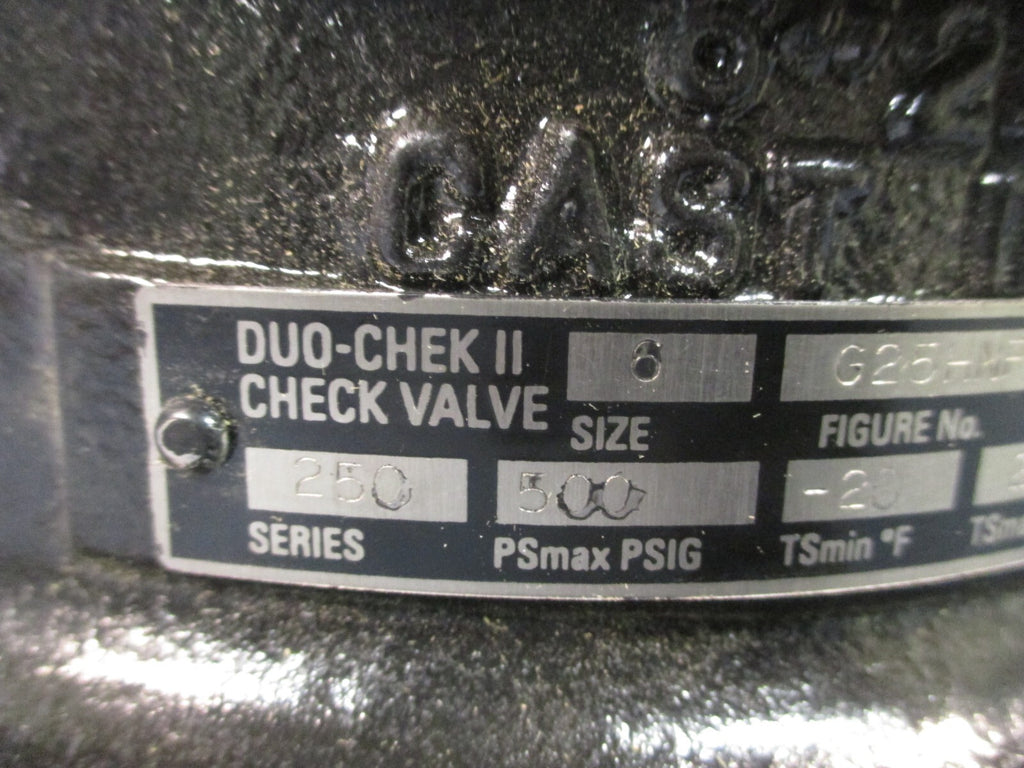 CRANE DUO CHEK II CHECK VALVE SERIES 250 SIZE 6" 250 CAST IRON G25HNF ...