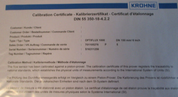 Krohne Optiflux 1000 Flow Meter w/ IFC 100 Flow Controller 100-230VAC ...