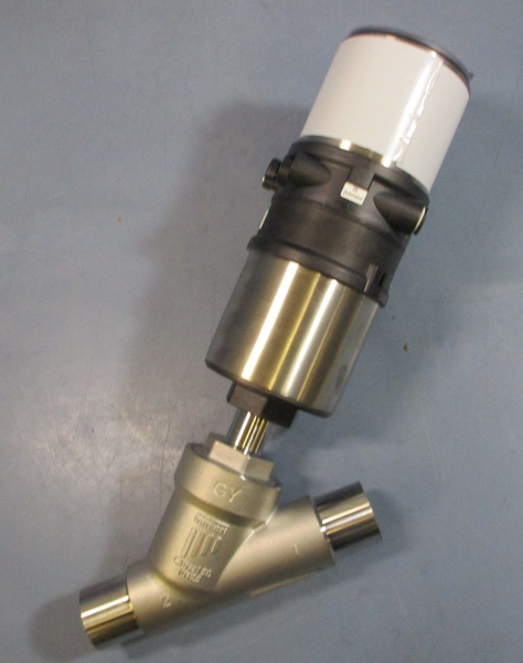 Burkert 2100 Angled Pneumatic Actuated Valve w/ 8691 Single Act Pilot ...