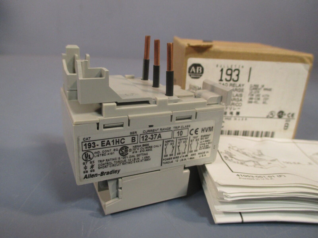Allen Bradley Solid State Overload Relay 12 - 37A Series B. 193-EA1HC ...
