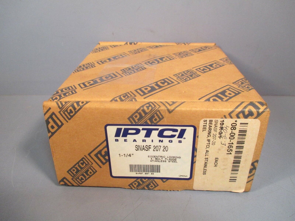 IPTCI Bearing 4-Bolt Flange Bearing Stainless Steel 1-1/4" SNASF 207 2 | eTech Surplus