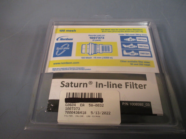 NORDSON SATURN 100 MESH .15 MM IN-LINE FILTERS PACK OF (5) 1007373 ...