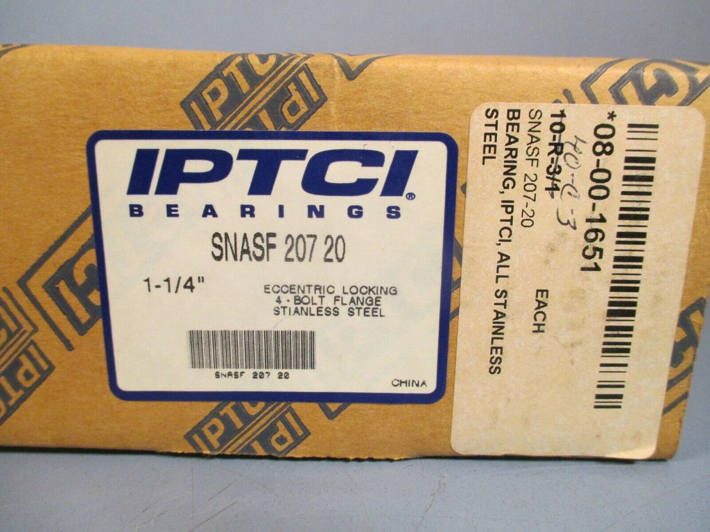 IPTCI Bearing 4-Bolt Flange Bearing Stainless Steel 1-1/4" SNASF 207 2 | eTech Surplus