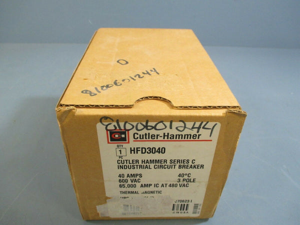 EATON CUTLER HAMMER CIRCUIT BREAKER 40 AMP 600 VOLT 3 POLE 48 VAC HFD3 ...