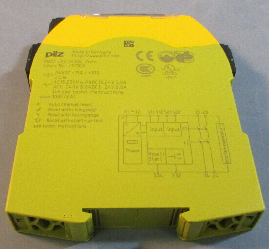 Pilz 751103 Safety Relay s3 C 24VDC 2n/o 2.5W | eTech Surplus