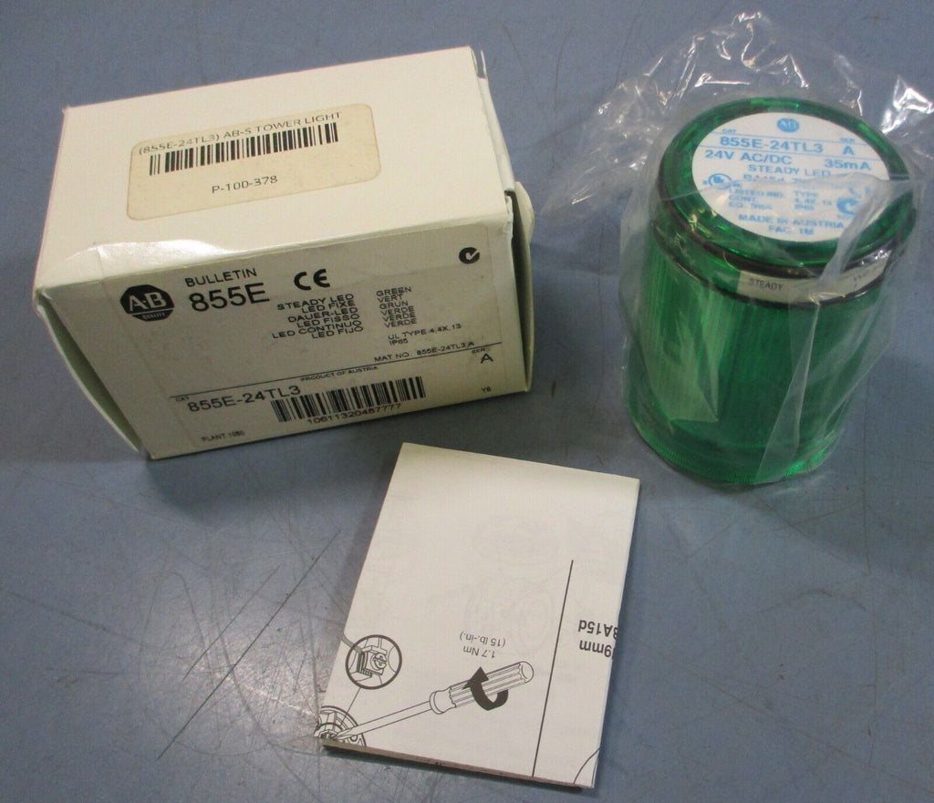 Allen Bradley 855E-24TL3 SER. A Green Steady LED Stack Light 24VAC/DC ...