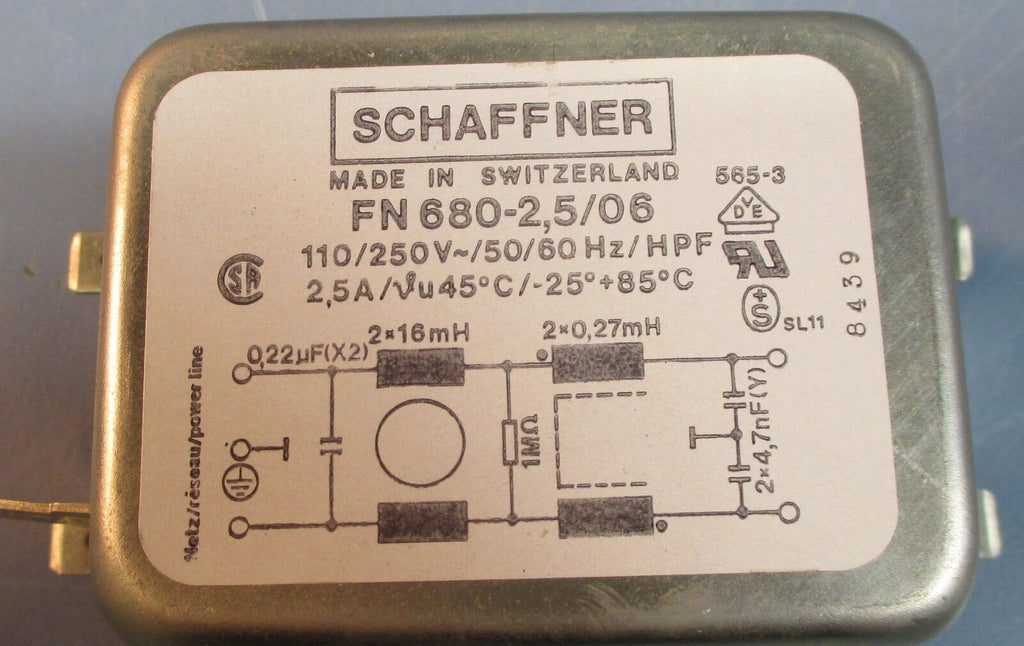 Schaffner FN 680-2,5/06 EMI Power Line Filter 2,5A NOS | eTech Surplus