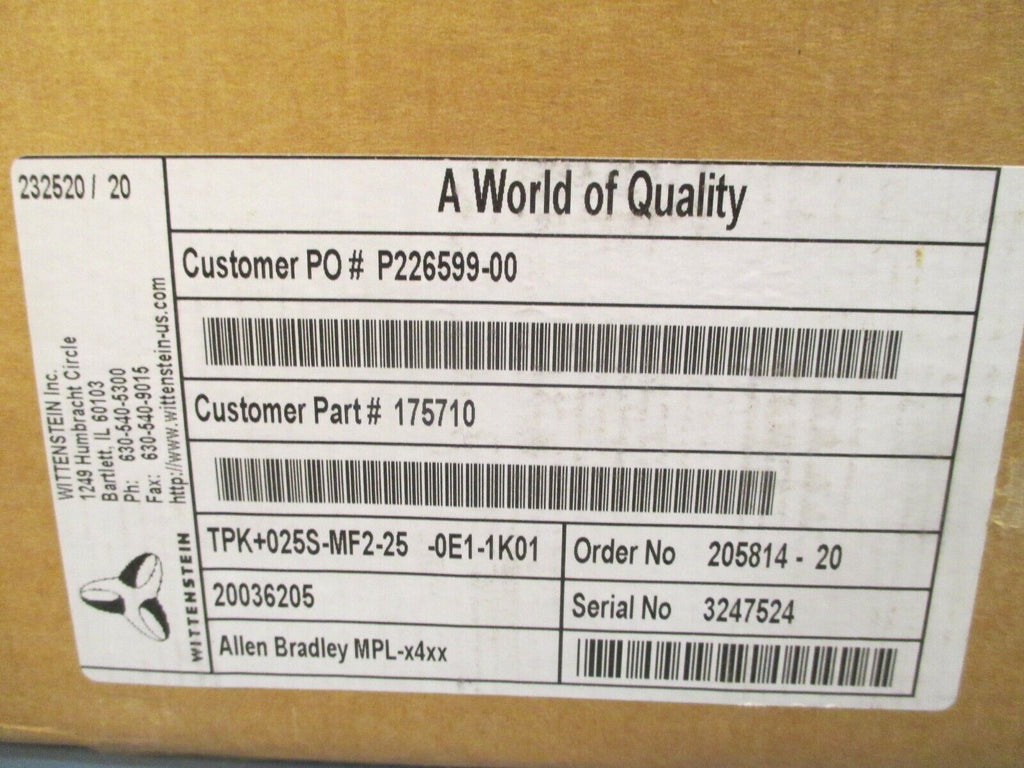 WITTENSTEIN ALPHA HYPOID RIGHT ANGLE GEARBOX TPK+025S-MF2-25-OE1-1K01 ...