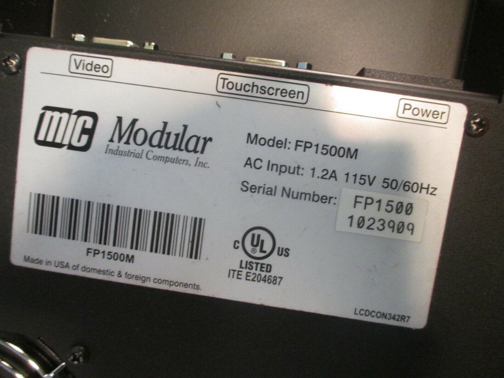 MIC MODULAR INDUSTRIAL COMPUTER 15" TOUCHSCREEN MONITOR FP1500M | eTech ...