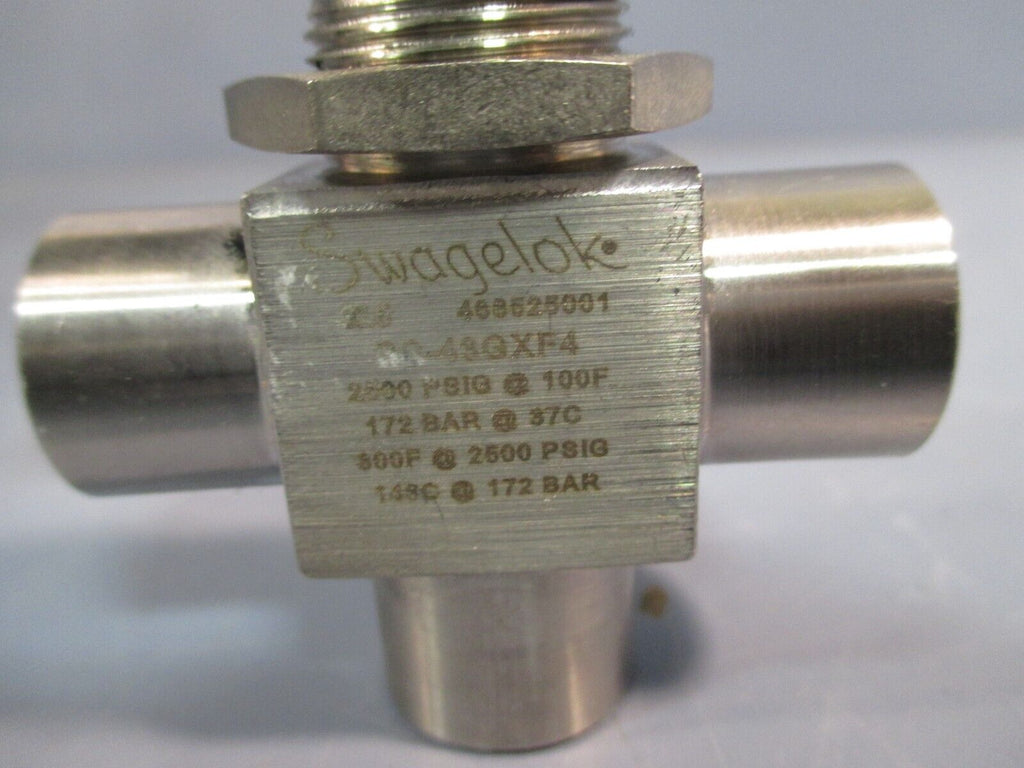 SWAGELOK 3-WAY BALL VALVE 316 STAINLESS 2500PSI SS-43GXF4 | eTech Surplus