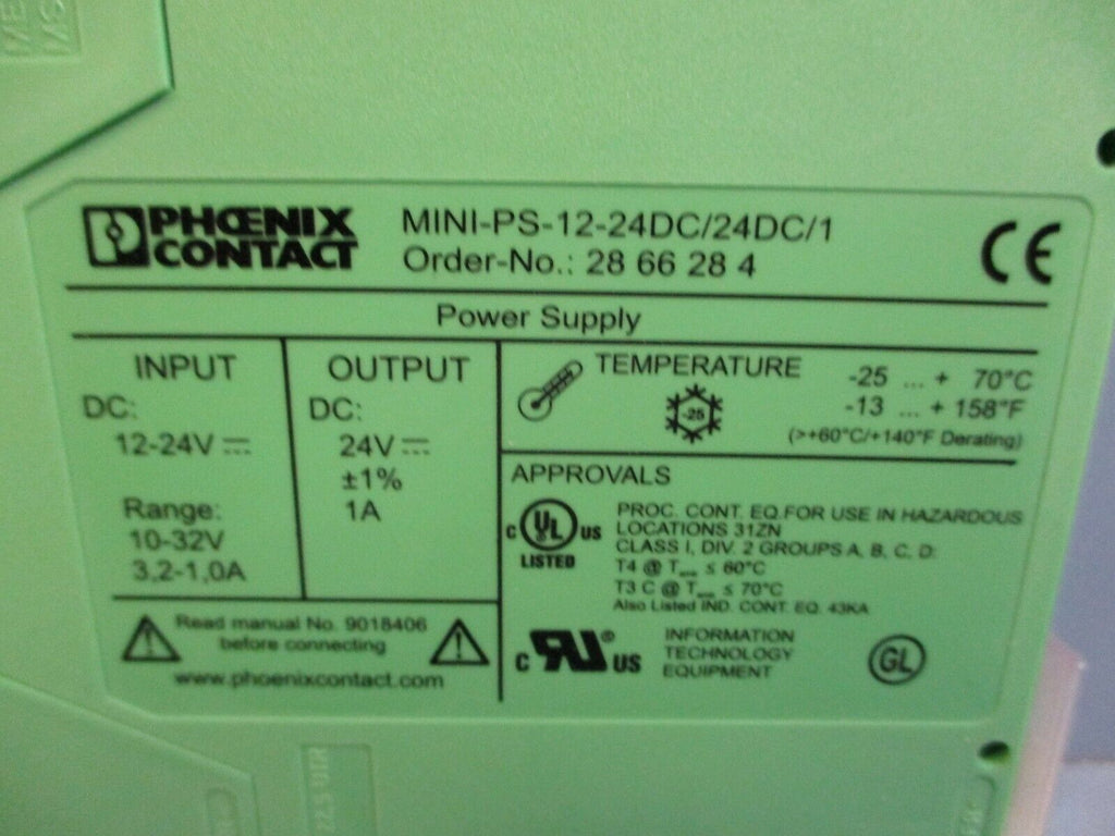 Phoenix Contact MINI-PS-12-24DC/24DC/1 V/C:05 Primary-Switched Convert | eTech Surplus