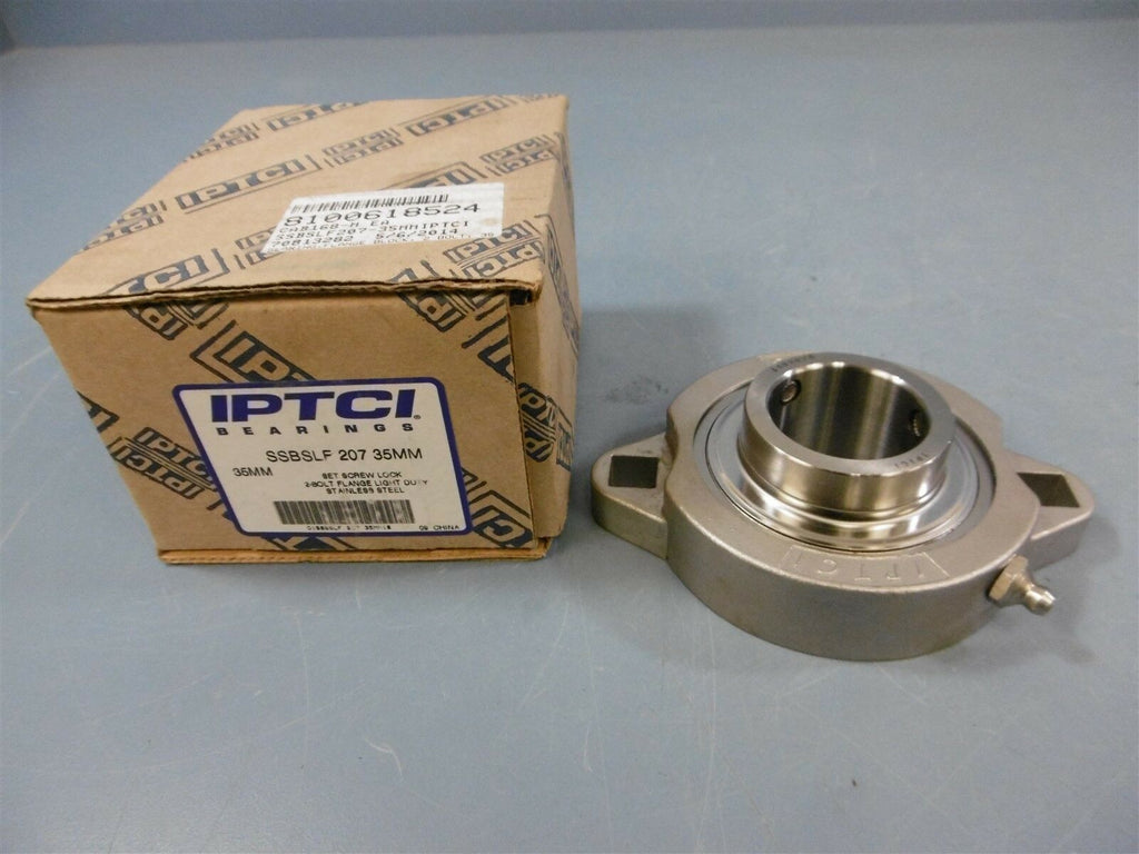 NIB IPTCI SSBSLF 207 35MM 2 Bolt Flange Block Bearing Stainless Steel | eTech Surplus