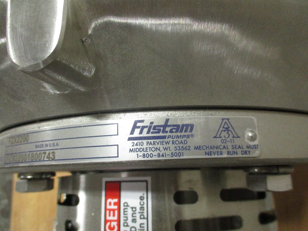 Fristam FZX2200 Liquid Ring Centrifugal Pump 2 x 2" 15 HP 1765 RPM 230 ...