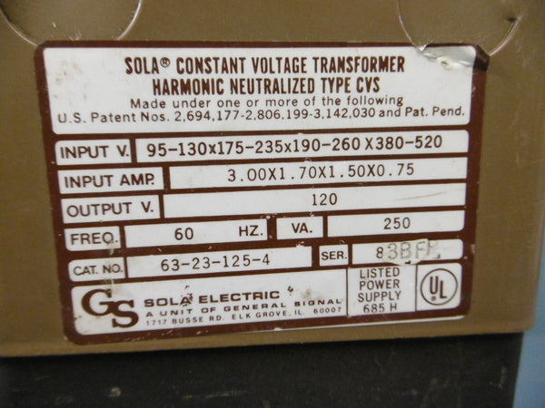 Sola Electric Mini Micro Computer Regulator 63-23-125-4 Ser. 83BF ...