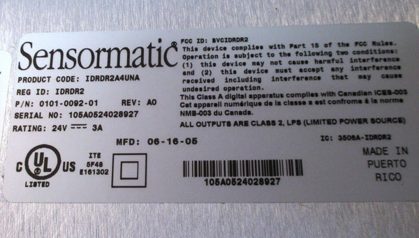 Sensormatic IDRDR2A4UNA IDRDR2 Agile 2 Reader Omniwave Antenna 24V - 3 ...
