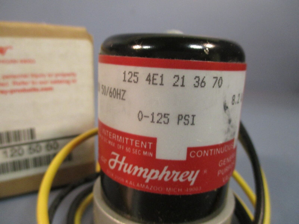 Humphrey Solenoid Valve 0-125 PSI 120V 50/60HZ 125 4E1 21 36 70 | eTech Surplus