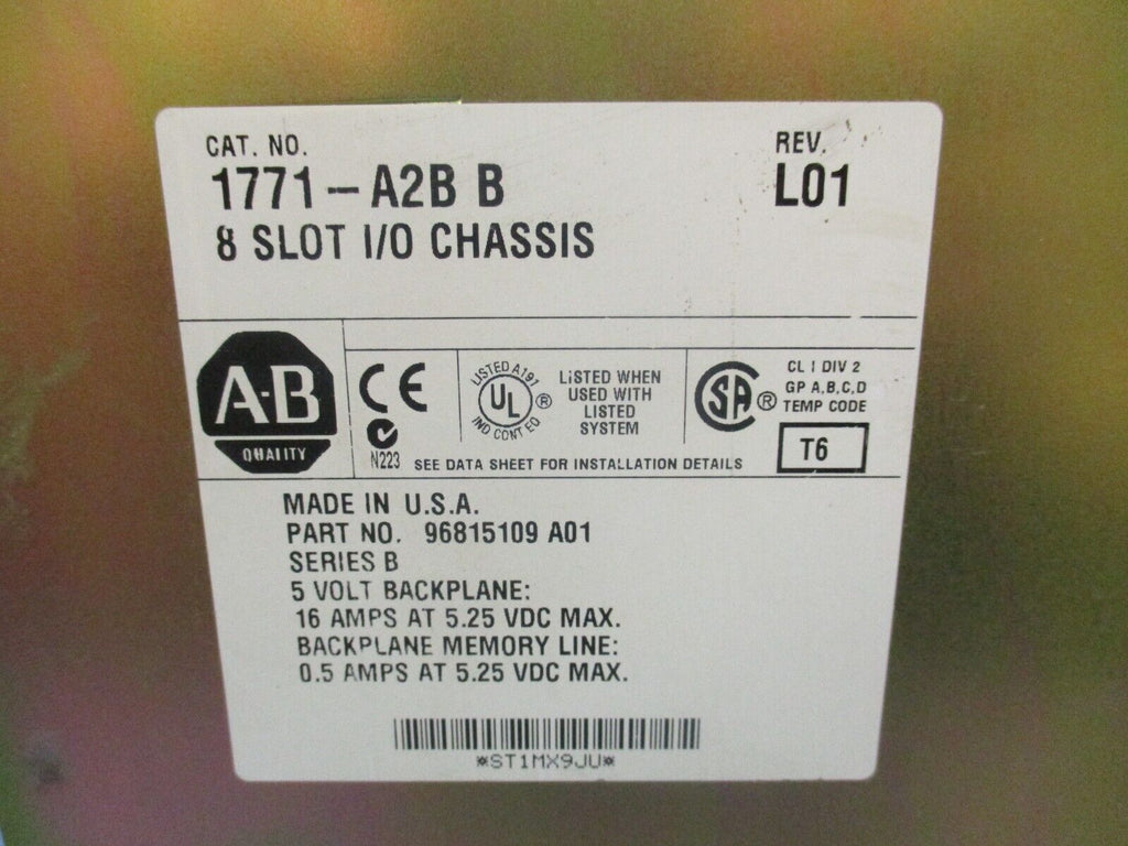 Allen-Bradley 1771-A2B/B Rev. L01 8 Slot I/O Chassis | eTech Surplus