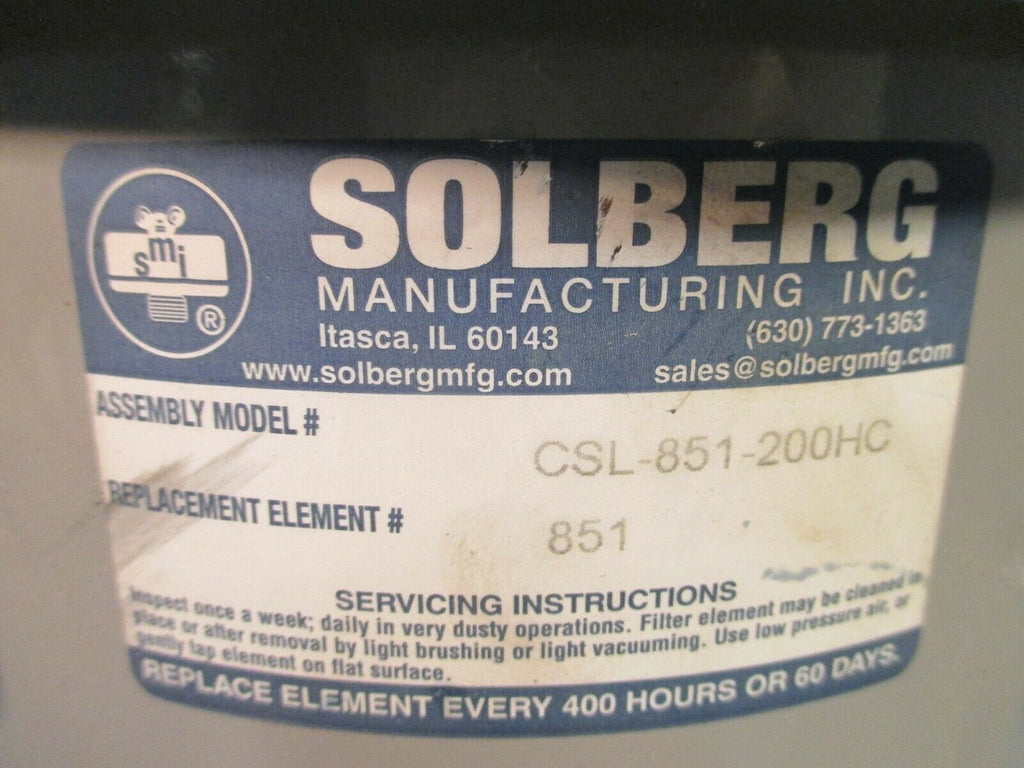 SOLBERG Regenerative Blower w/ Filter Replacement Element 851 CSL-851 ...