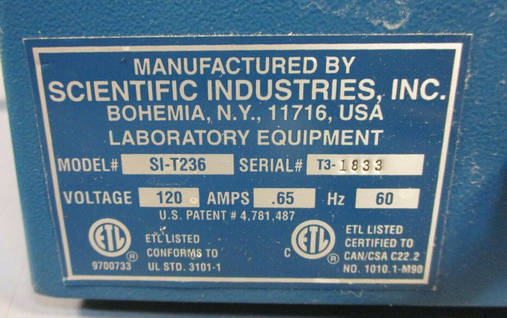 Scientific Ind Vortex Genie 2T Mixer Stirrer SI-T236 Variable Speed 3 ...