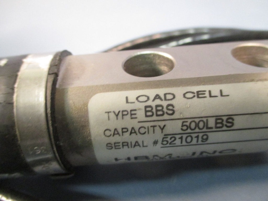 HBM, INC LOAD CELL TYPE: BBS 500 LBS CAPACITY SERIAL# 521019 BBS-500-1 ...