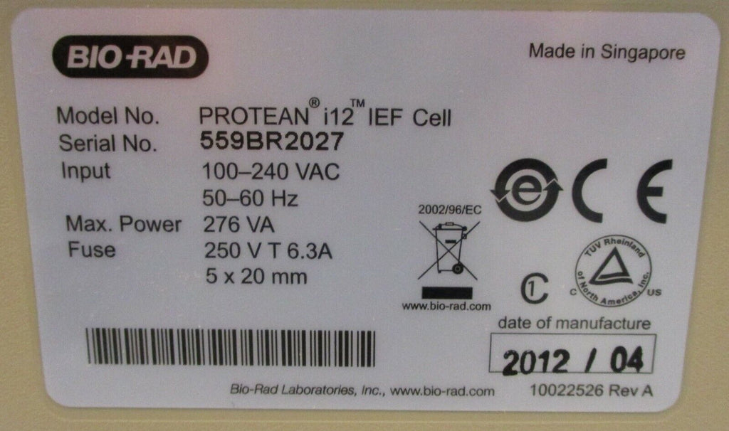 Bio Rad Protean i12 IEF Cell System Electrophoresis Focusing Tray Unit ...