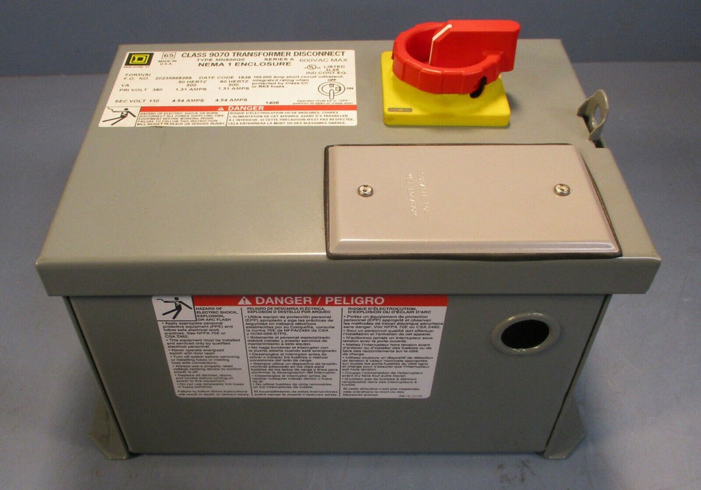 Square D Class 9070 MN500G0 Ser A, NEMA 1 Encl Transformer Disconnect ...