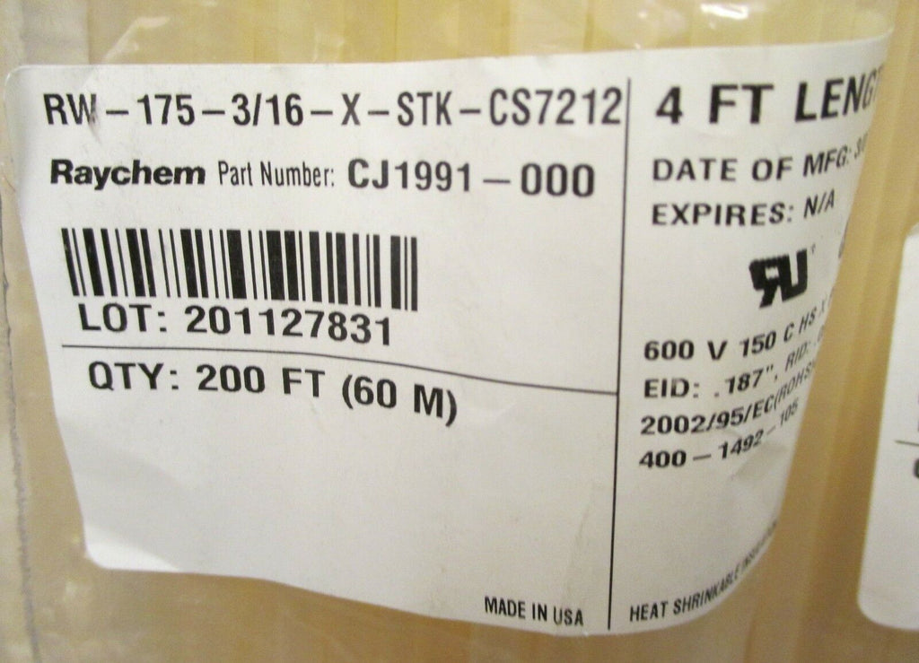 200ft Raychem RW-175-3/16-X-STK in 4 ft Lengths Heat Shrink Tube New ...